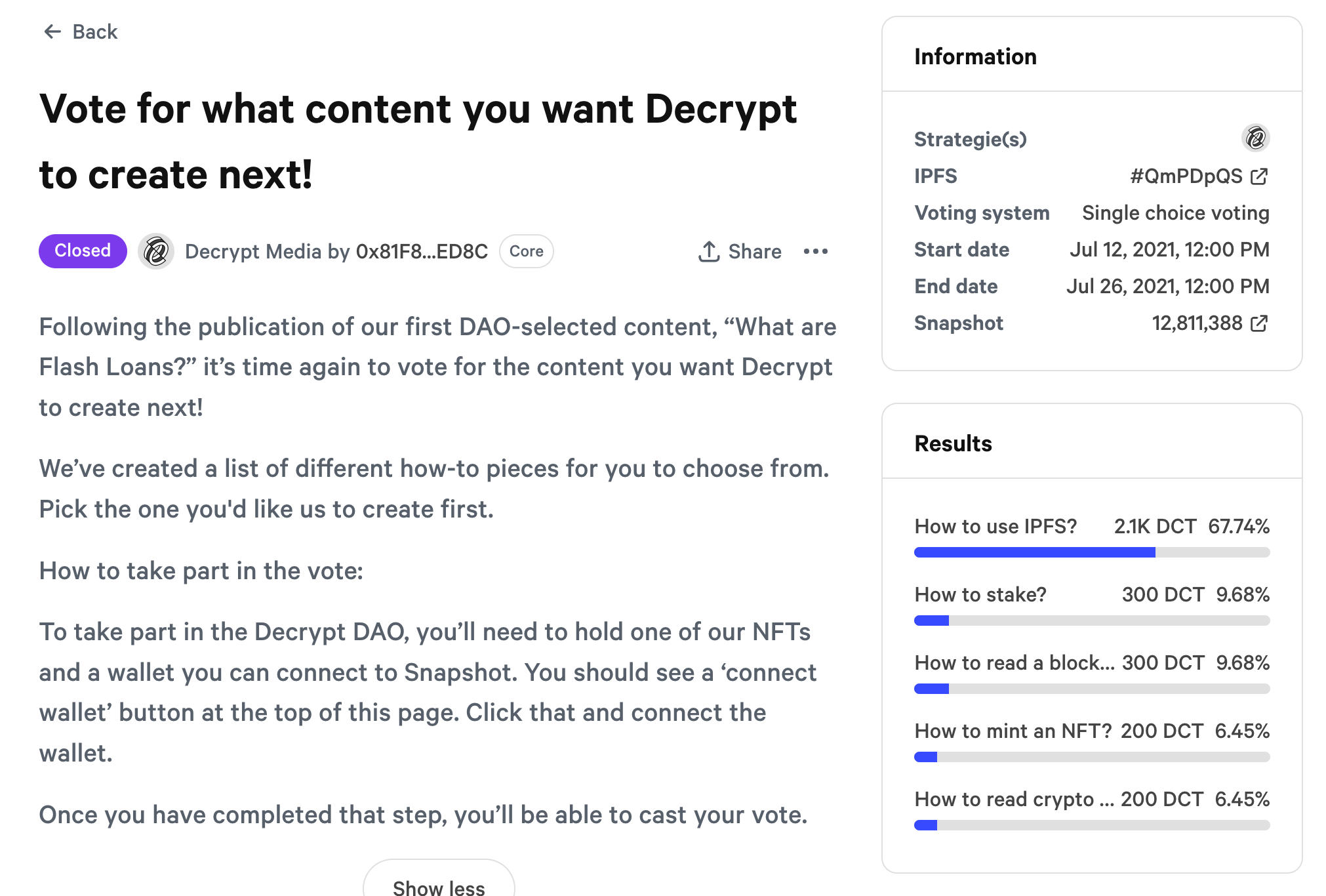 Case Study Snapshot IPFS IPFS Docs